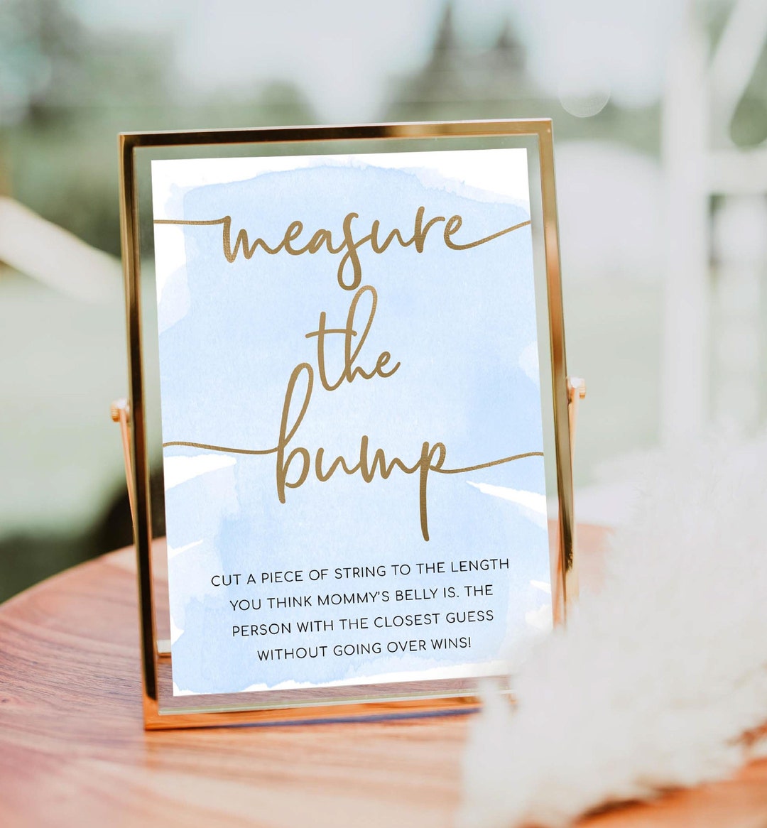 Measure the Bump Game Card and Sign Template, Blue Watercolour, Gold ...