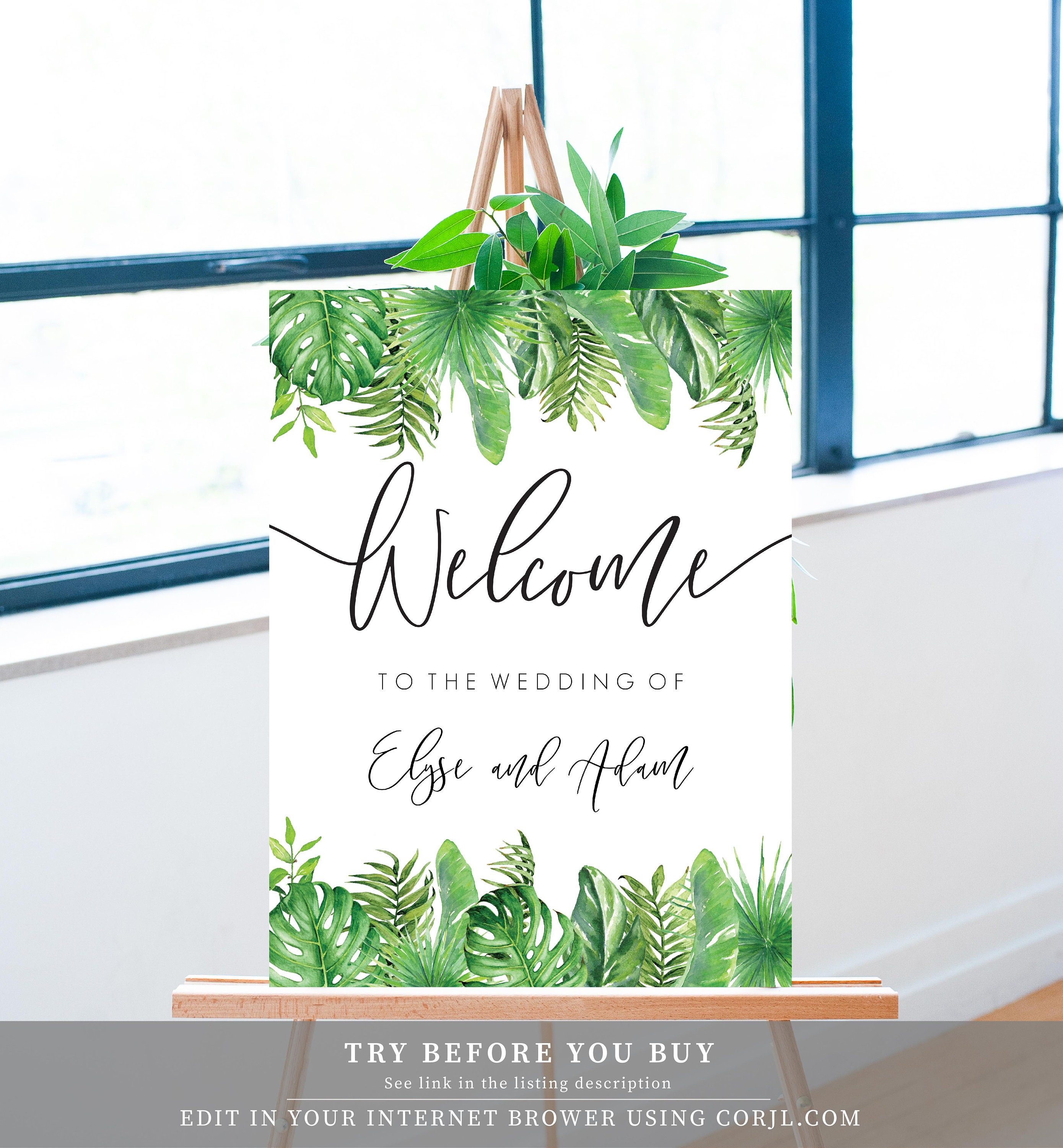 Printable Tropical Wedding Welcome Sign Palm Springs Wedding | Etsy