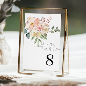 Editable Table Numbers, Vintage Floral Wedding Printable Table Number ...