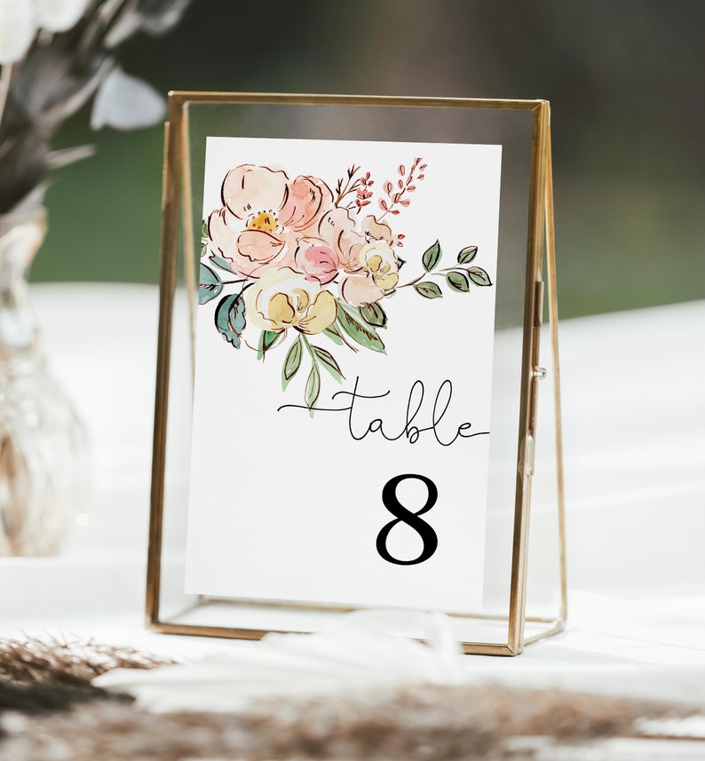 Vintage Floral Wedding Table Numbers Printable Template, Cambridge - Etsy