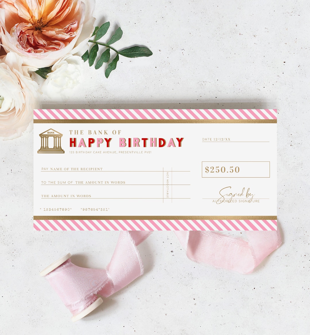 Birthday Cheque Template, Fake Bank Cheque Gift Voucher, Custom ...