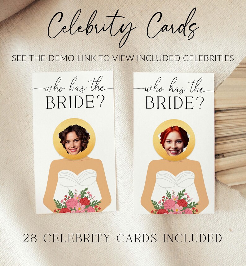 Printable Bridal Shower Game, Celebrity Find the Bride Scratch-off ...