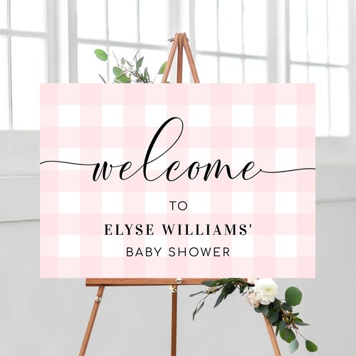 Preppy Blue Gingham Baby Shower Welcome Sign - Etsy