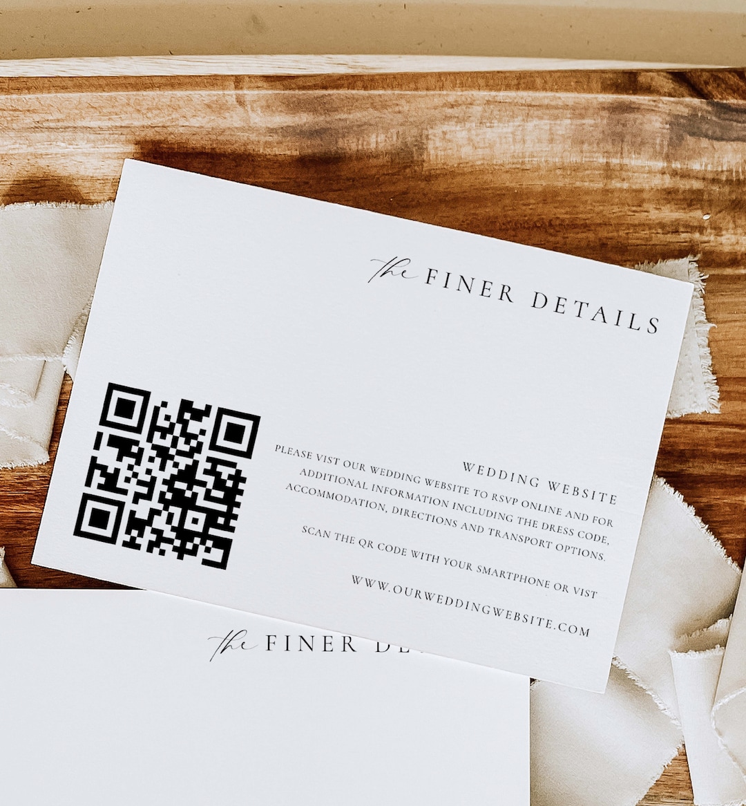 Printable QR Code Wedding Website Card, Simple Elegant Wedding Website ...