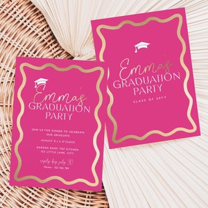 Printable Graduation Party Invitation, Hot Pink College Graduation ...