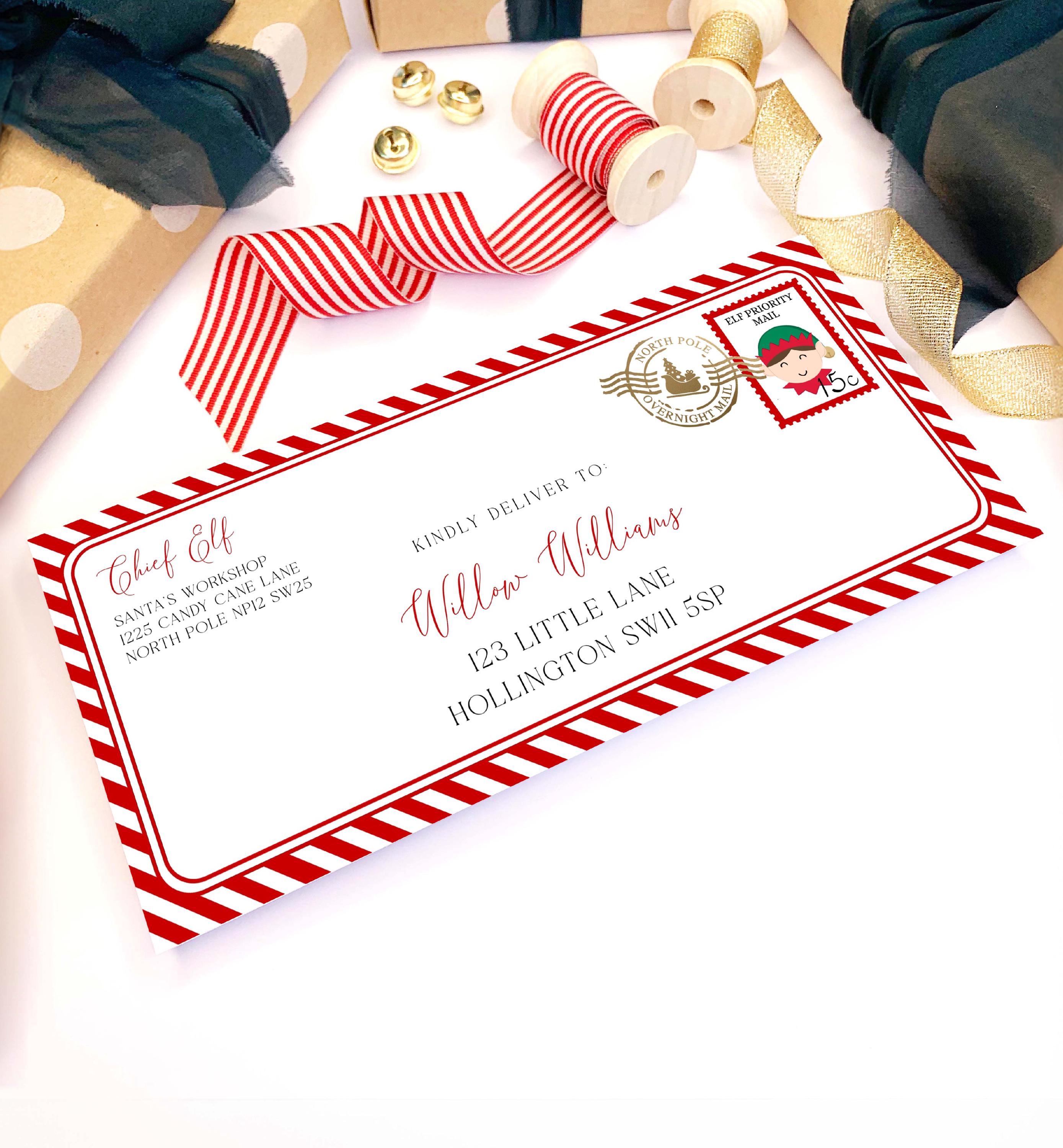Printable Santa Mail Envelope Template: Christmas Eve Letter (DIY ...