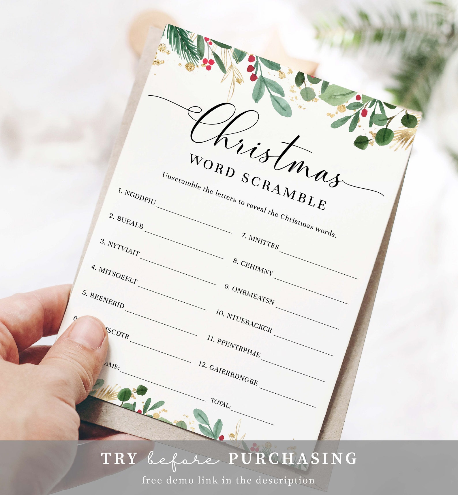 Christmas Word Scramble Game, Printable Christmas Word Jumble Game ...