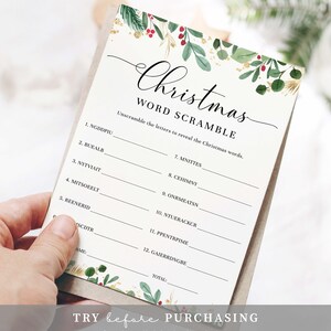 Christmas Word Scramble Game, Printable Christmas Word Jumble Game ...