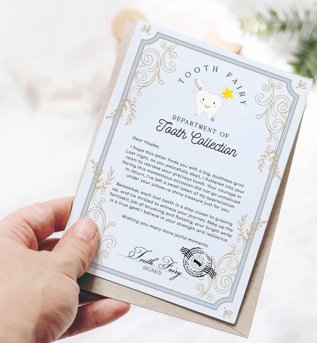 Printable Tooth Fairy Letter, Tooth Fairy Collection Letter, Editable ...