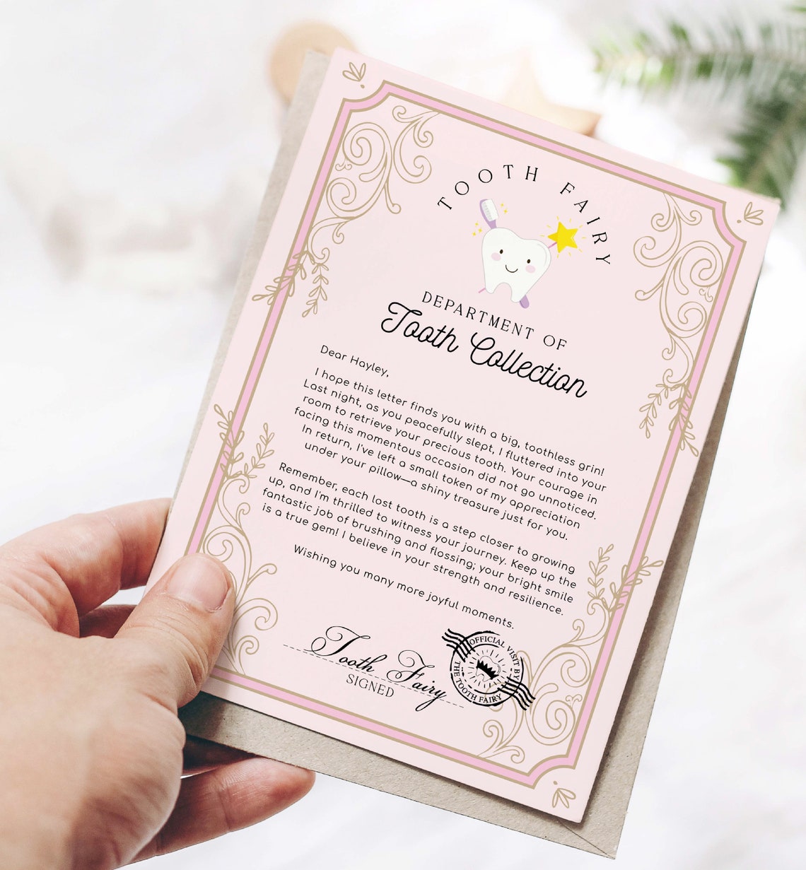 Printable Tooth Fairy Letter, Tooth Fairy Collection Letter, Editable ...