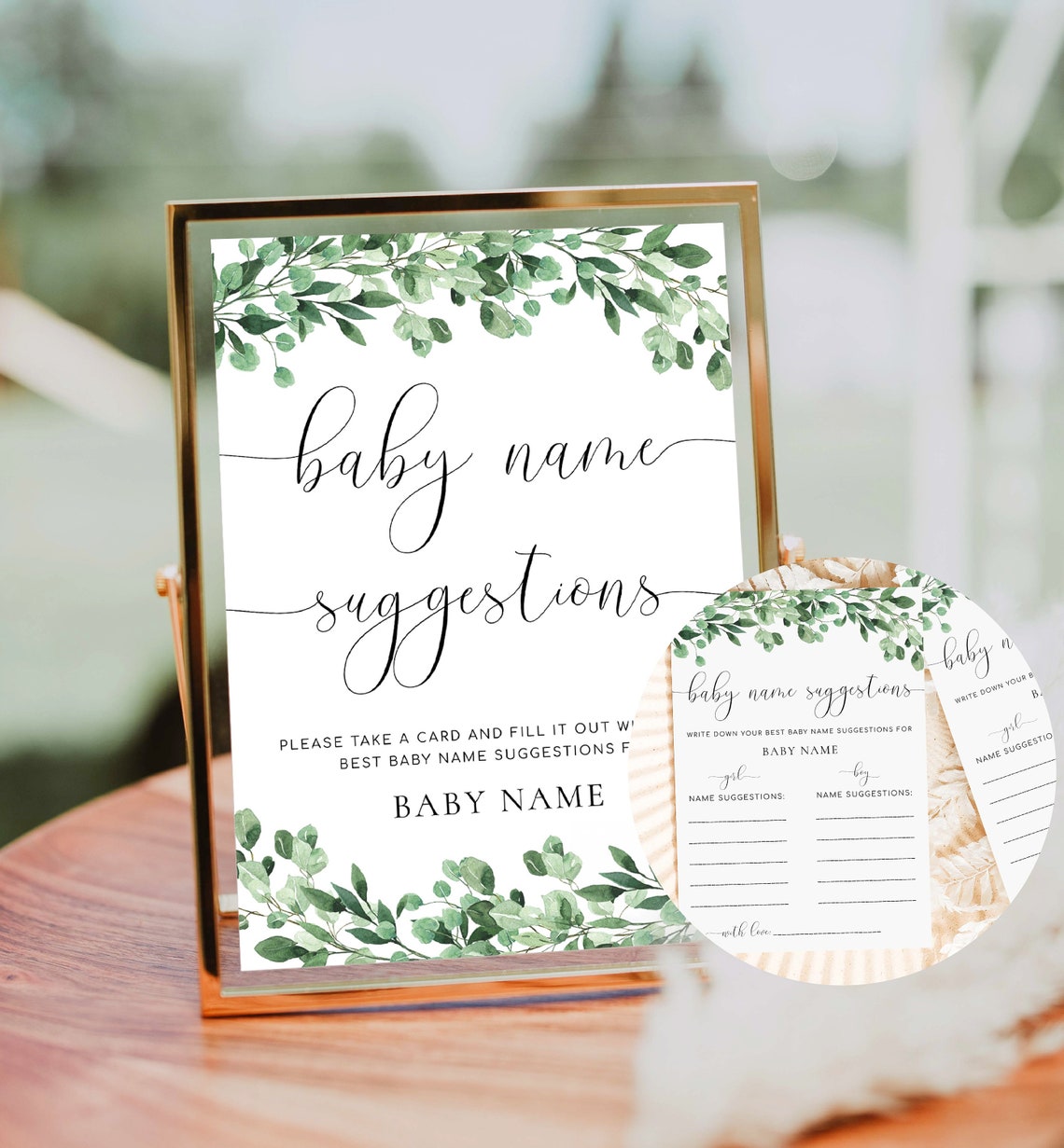 Greenery Baby Name Suggestions Card and Sign (printable) - Etsy