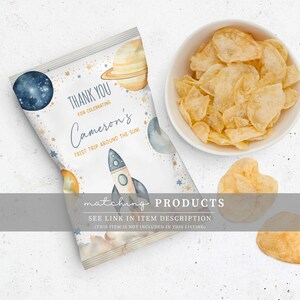Blast off Space Birthday Favor Tag, Printable First Trip Around the Sun ...