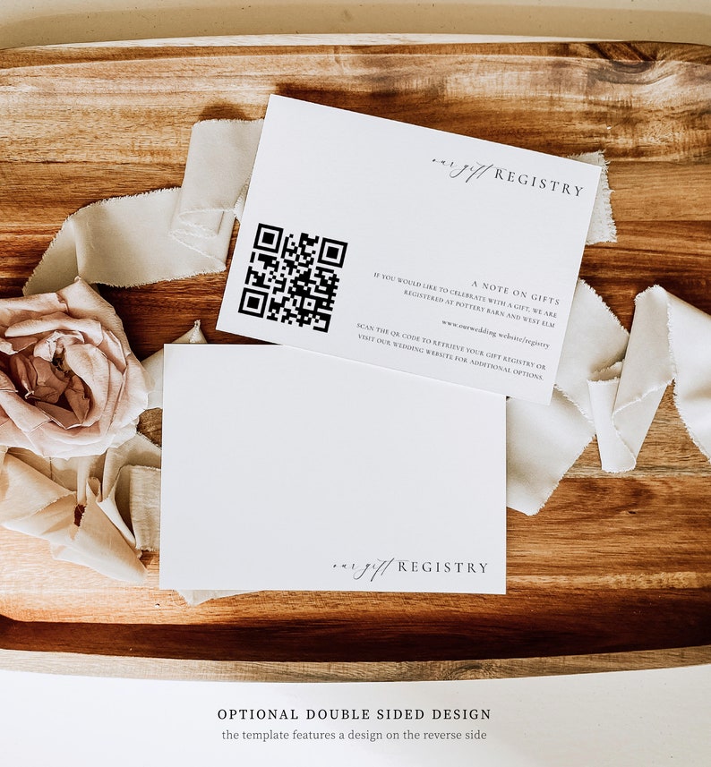 Printable QR Code Wedding Gift Registry Card Editable Wedding - Etsy