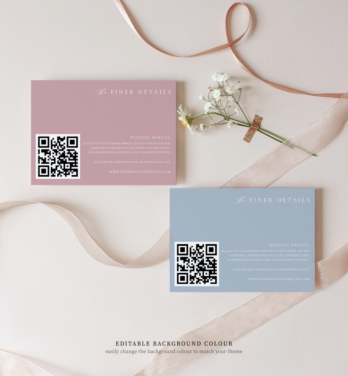 Printable QR Code Wedding Website Card, Simple Elegant Wedding Website ...