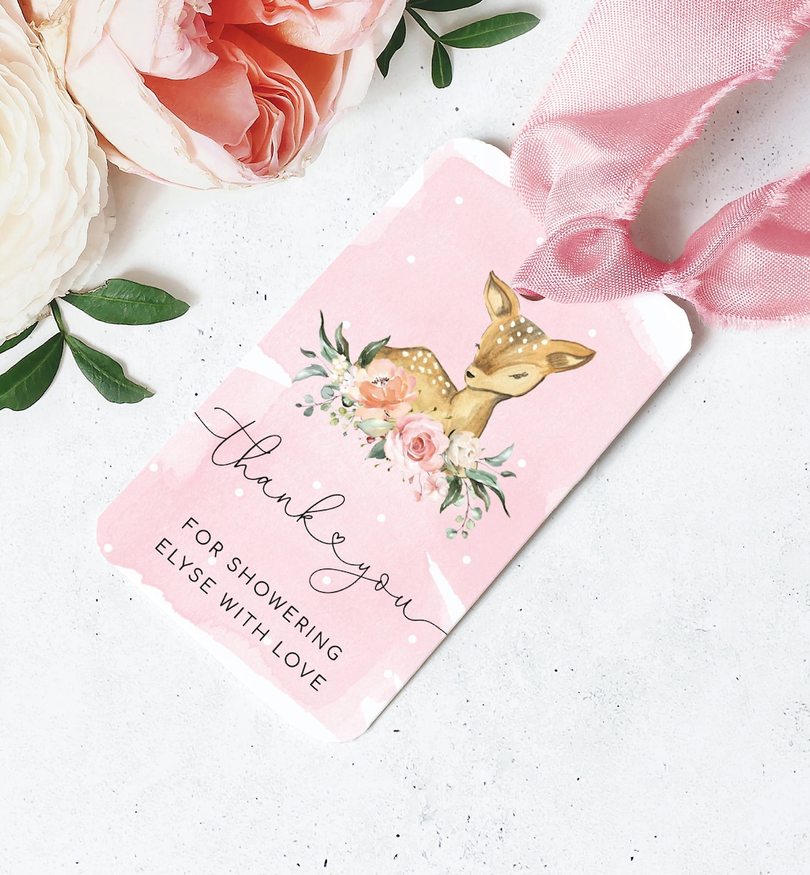 Oh Deer Thank You Favour Tags - Editable Woodland Theme Girl Baby ...