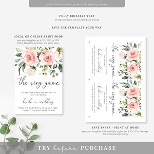 The Ring Game Sign, Printable Don't Say Bride or Wedding Game Sign ...