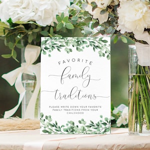Printable Favorite Family Tradition Sign and Card, Leaves Gender ...