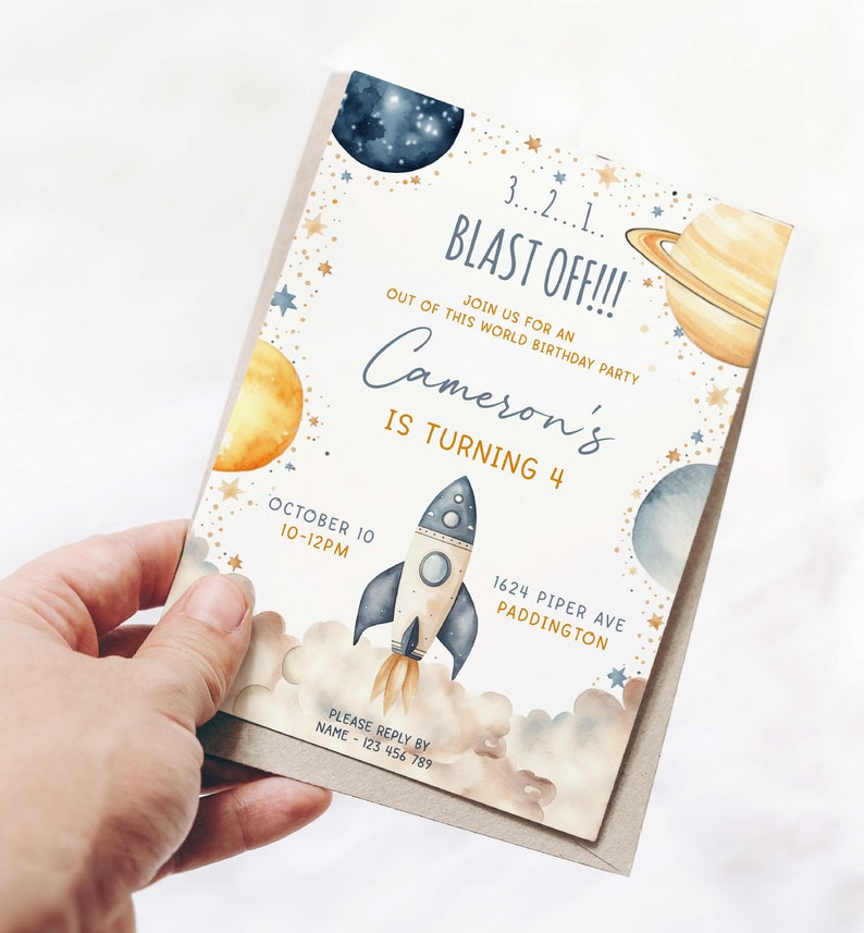 Outer Space Rocket Ship Birthday Party Invitation, Printable Any Age ...