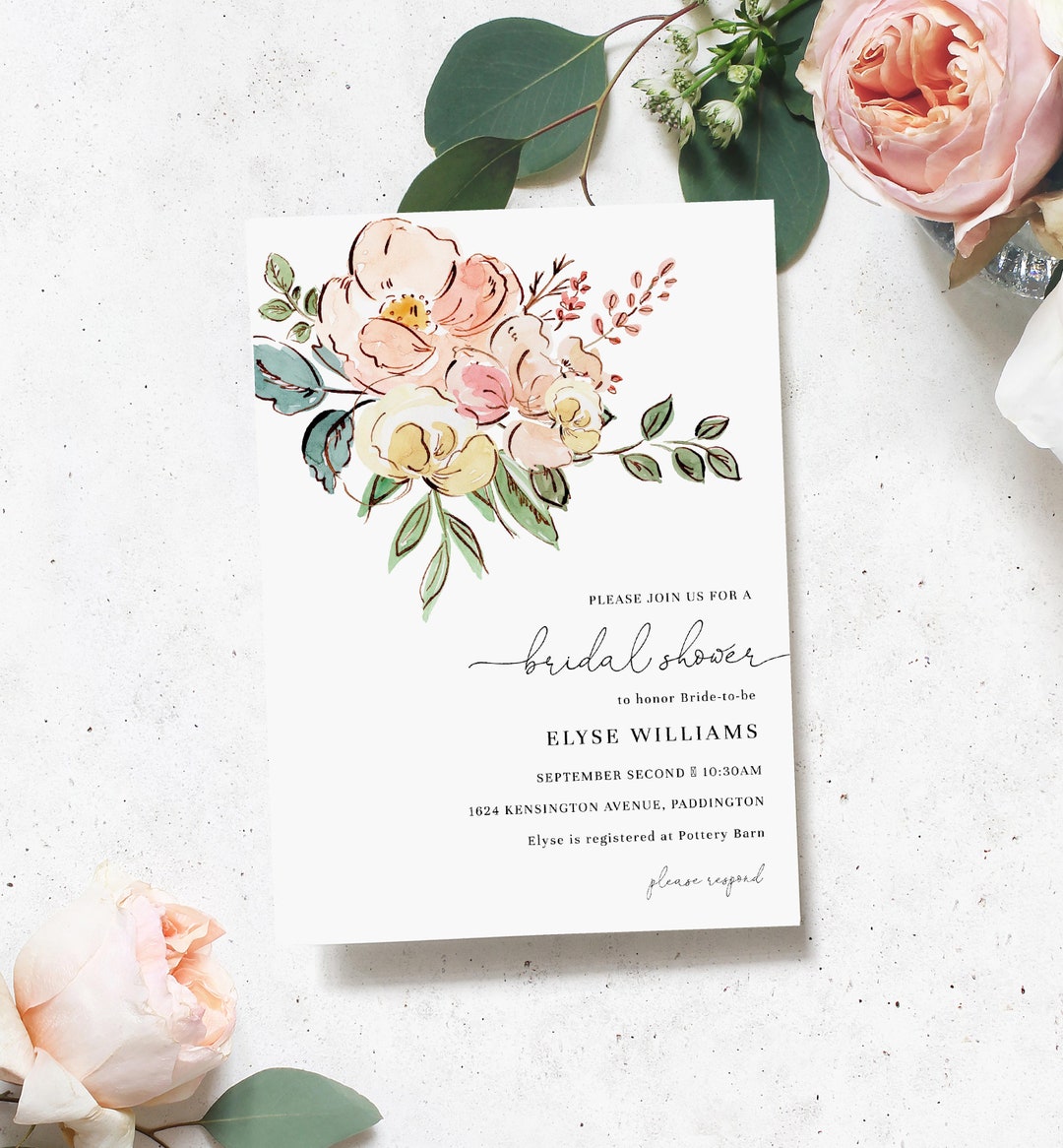 Vintage Floral Bridal Shower Invitation – Editable Greenery (printable ...