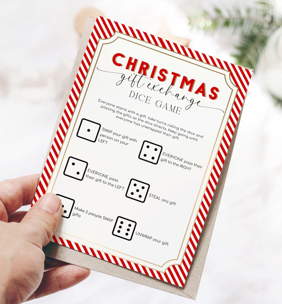 Printable Christmas Gift Exchange Dice Game, Secret Santa Gift Exchange ...