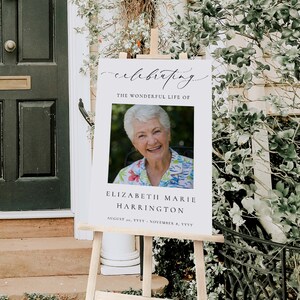Printable Photo Funeral Memorial Sign, Celebrating a Life Welcome Sign ...