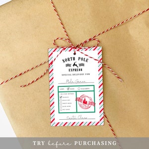Printable North Pole Special Delivery Gift Tag, Santa's Workshop Gift ...