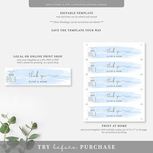 Editable Water Bottle Labels - Blue Watercolour - Printable ...