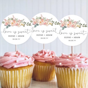 Love is Sweet Printable Cupcake Topper Template, Vintage Floral, Boho ...