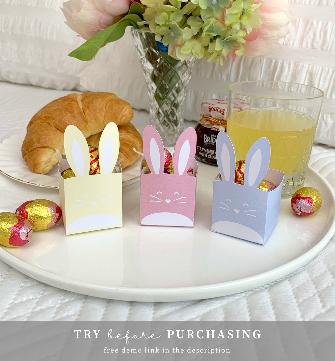 Printable Easter Bunny Treat Box Template, Editable Easter Egg Gift Box ...