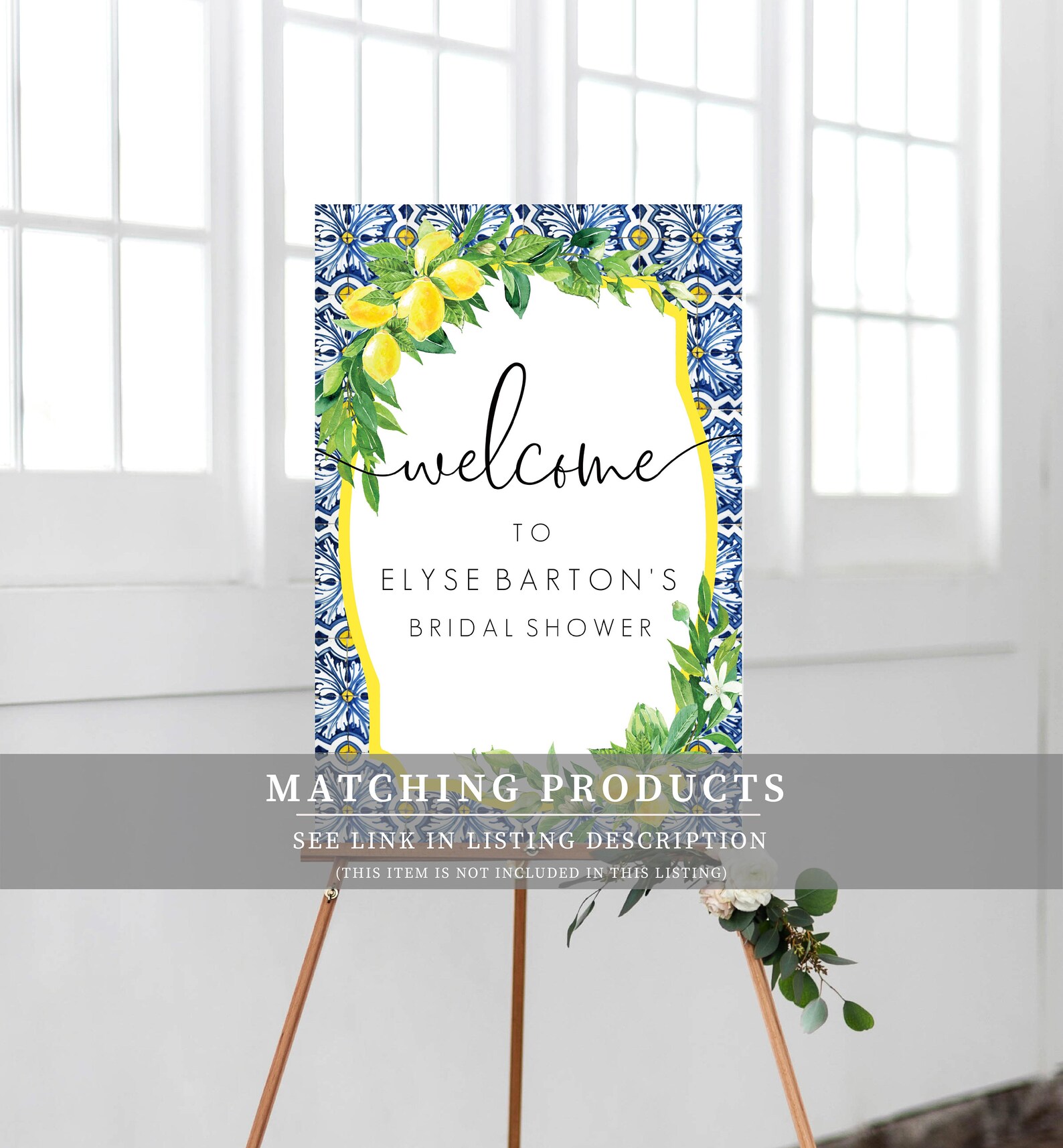 Positano Blue Tile Lemon Custom Text Sign Positano Blue Tile - Etsy