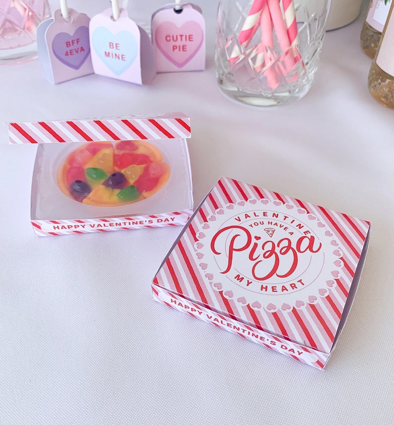 Pizza My Heart Valentine's Day Pizza Box Template Candy - Etsy