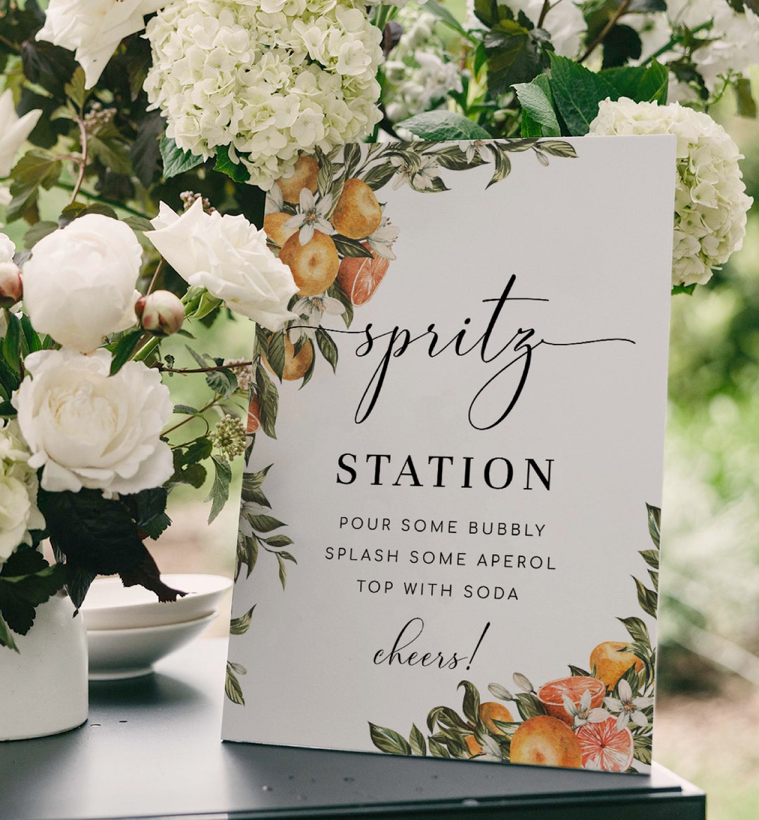 Spritz Station Sign, Printable Orange Spritz Cocktail Sign, Italian ...