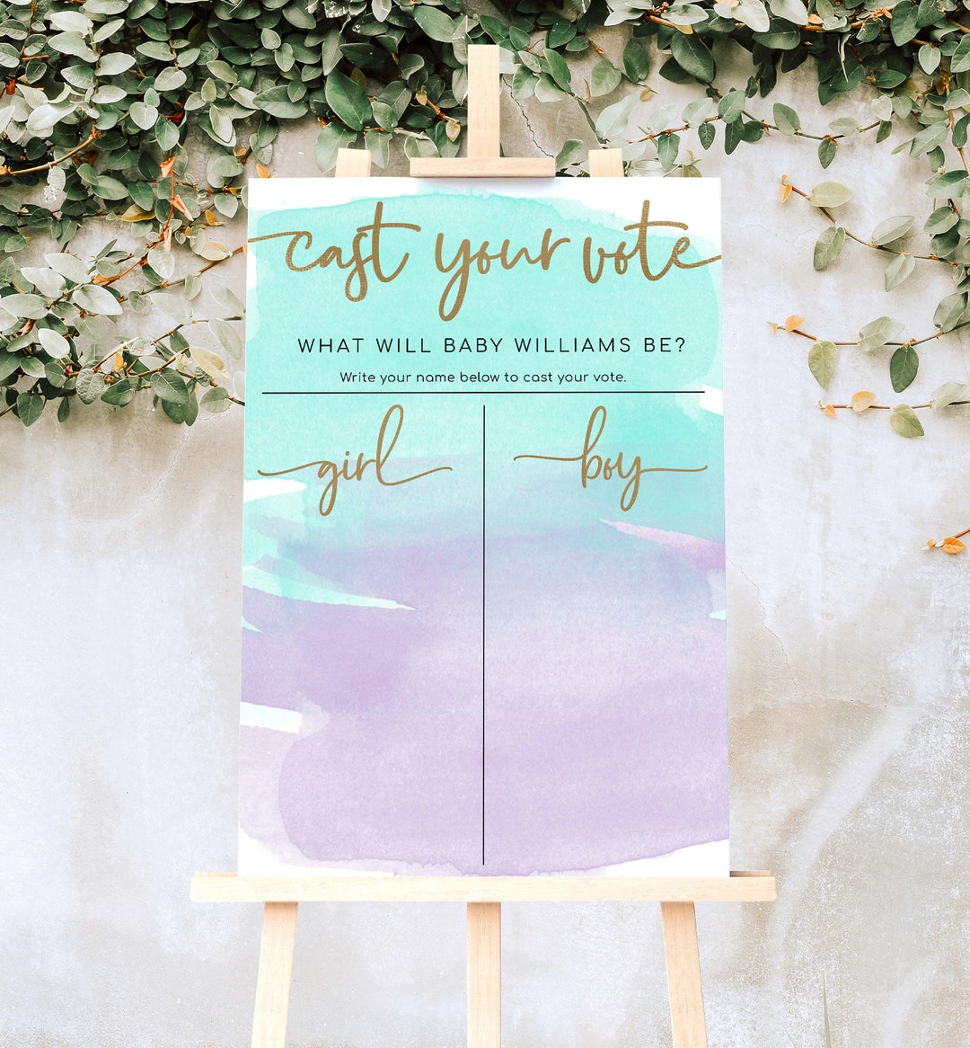 Cast Your Vote Gender Reveal Poster Template, Purple and Teal ...