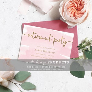 Pink Watercolor Retirement Wishes Card Printable Template - Etsy Australia