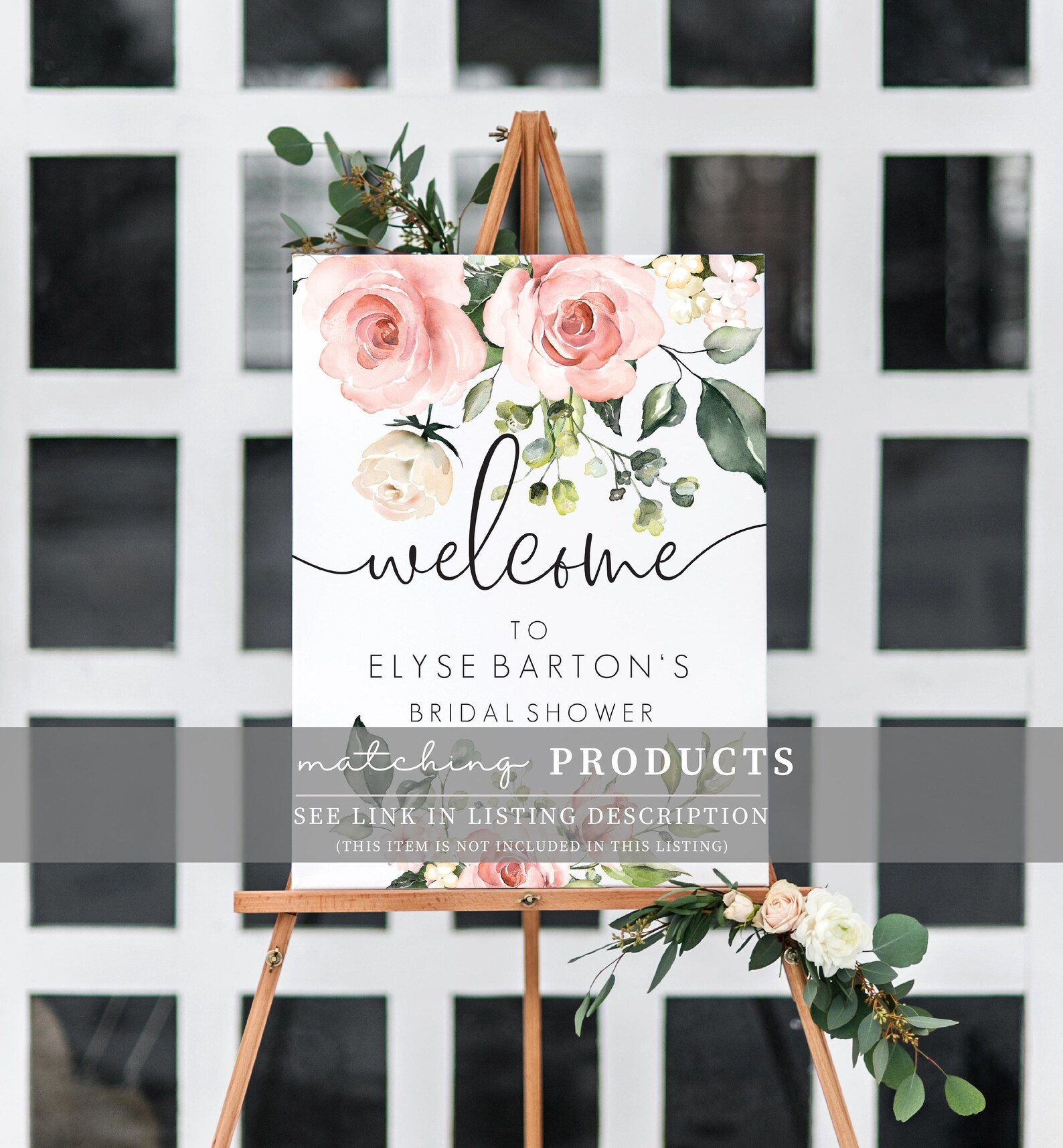 Blush Floral Flower Bar Sign Printable Bridal Shower Bouquet Etsy
