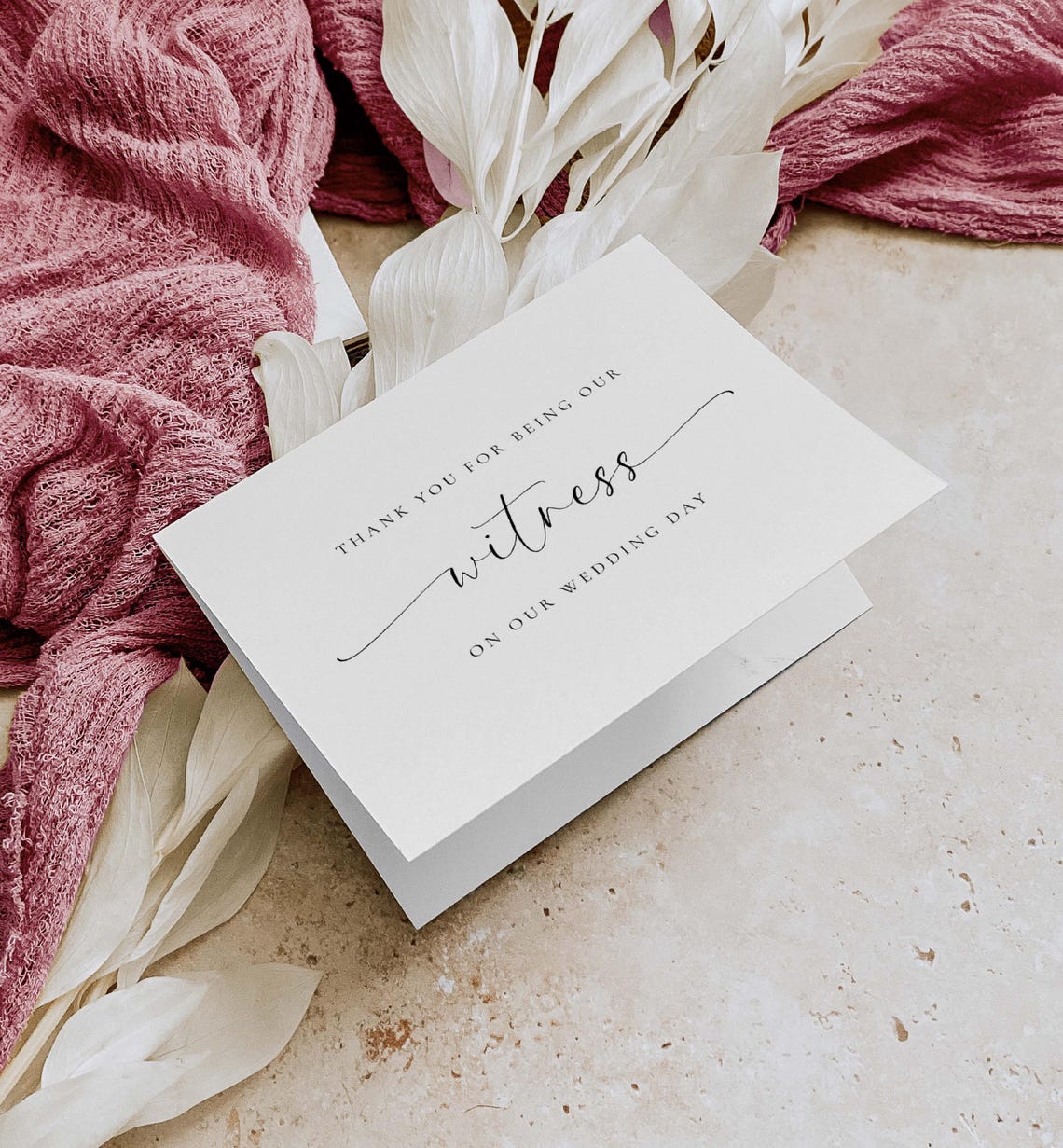 Printable Witness Thank You Card Template: Minimalist Wedding (5x7 Inch ...