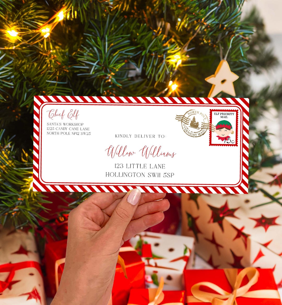 Printable Elf Mail Envelope Template, Christmas Letter From Santa's ...
