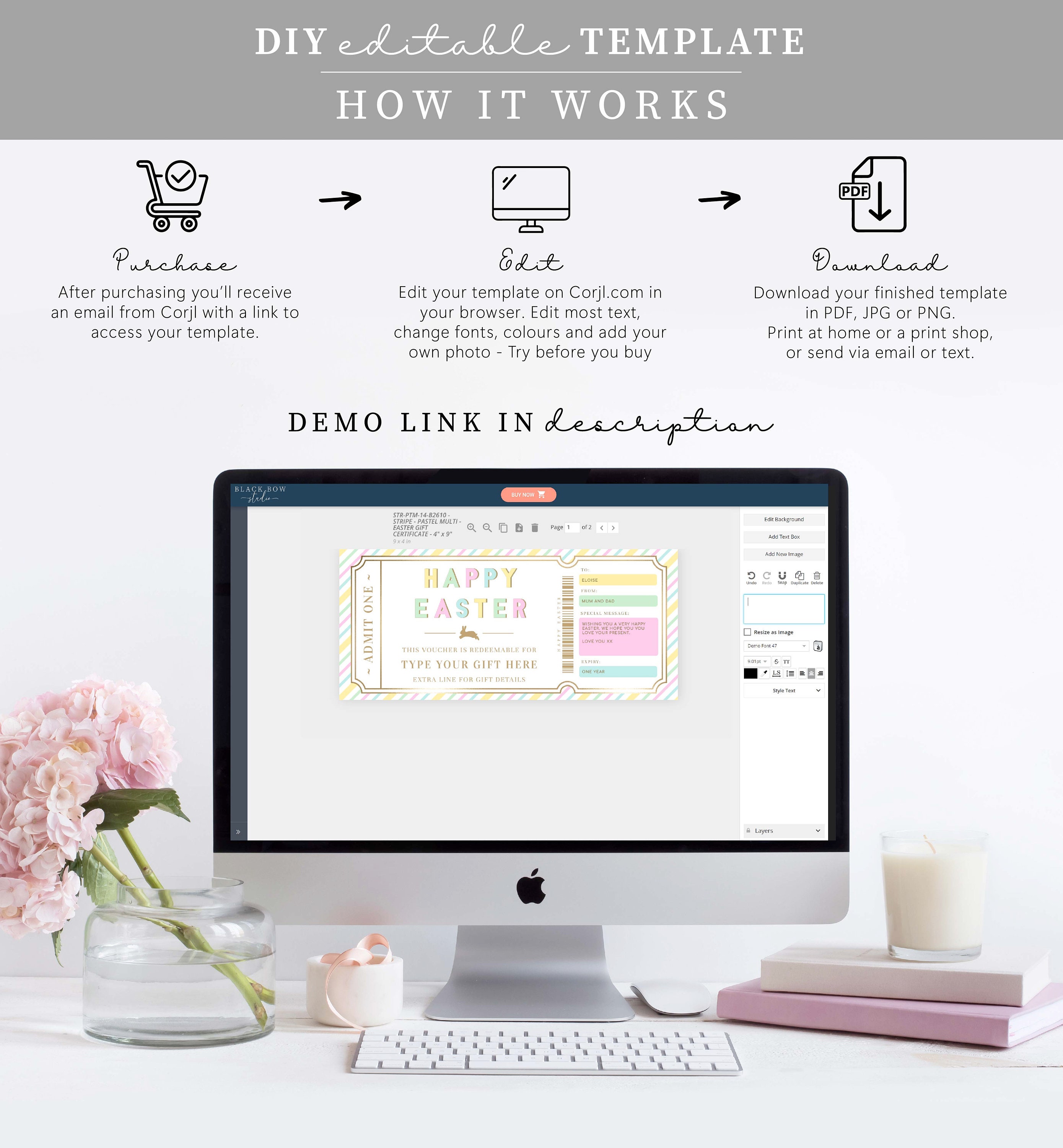 Easter Gift Voucher Template, Fully Custom Printable Gift Certificate ...
