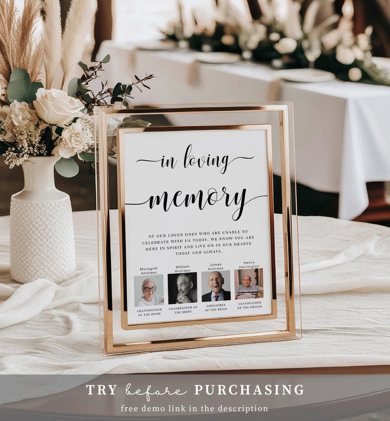 Custom Photo in Loving Memory Sign, Modern Memorial (digital Download ...