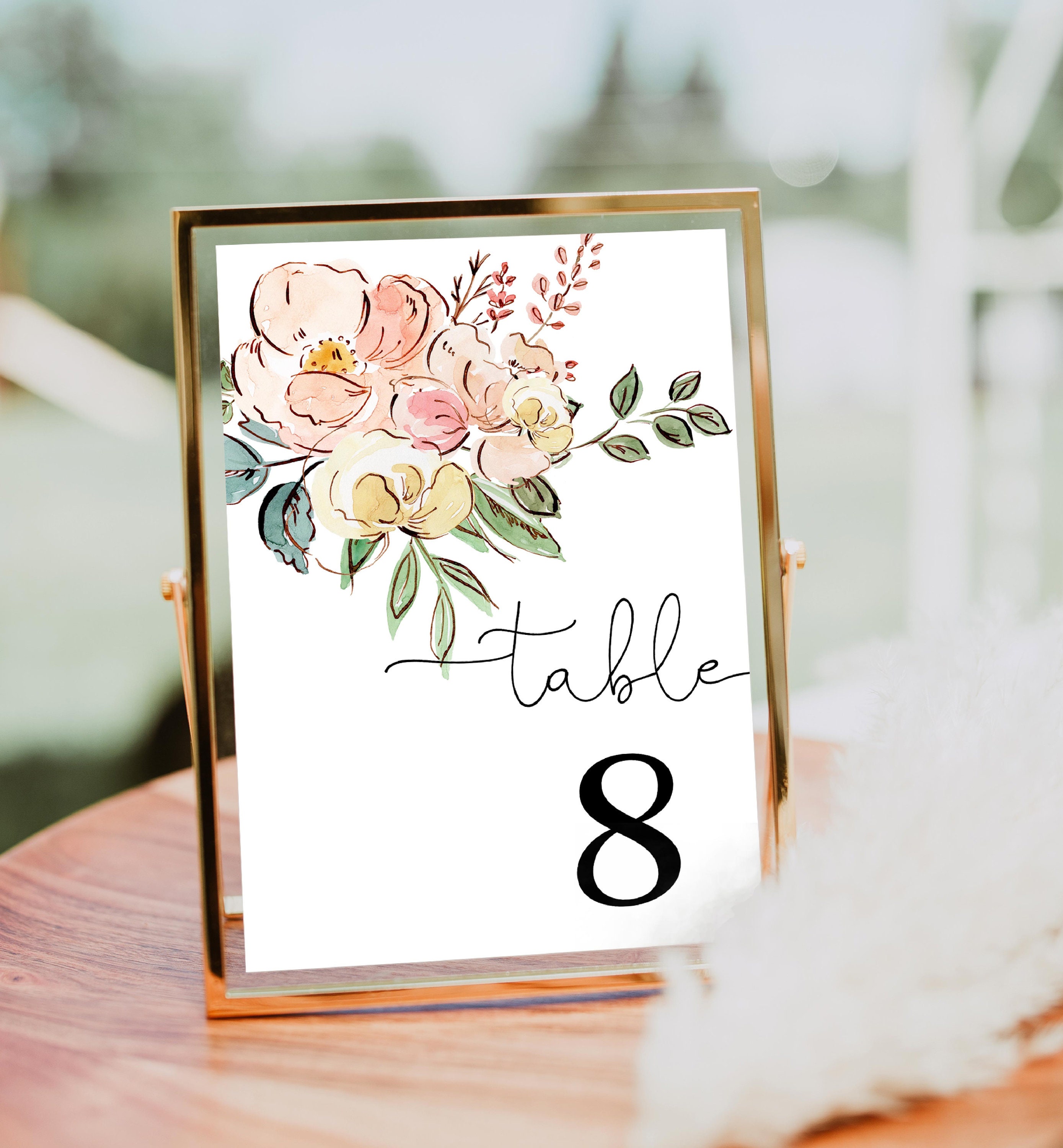 Editable Table Numbers, Vintage Floral Wedding Printable Table Number ...