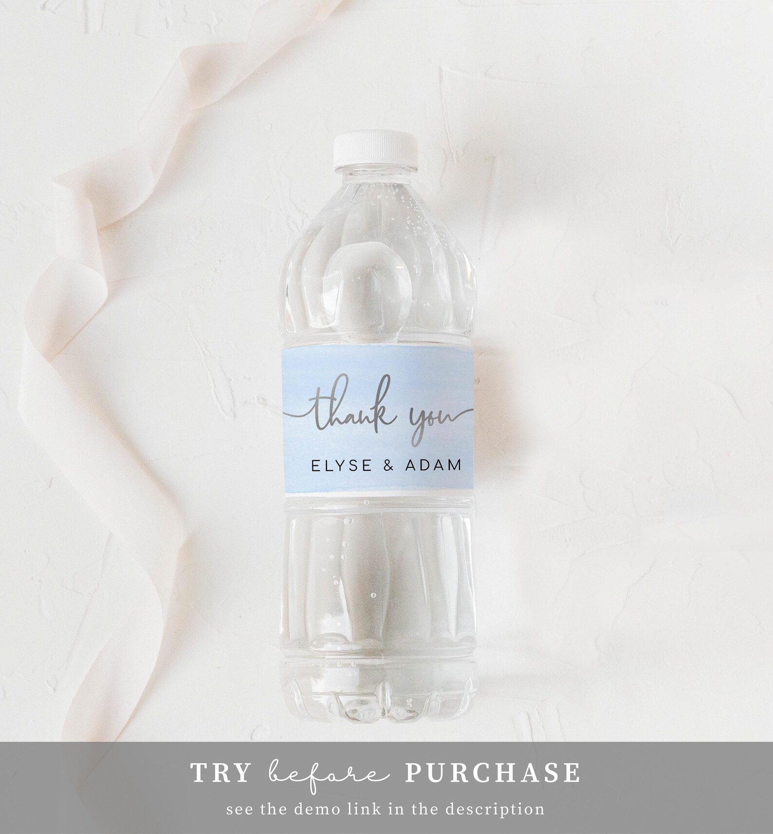 Editable Water Bottle Labels - Blue Watercolour - Printable ...