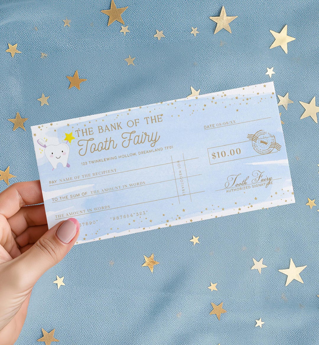 Printable Tooth Fairy Cheque, Tooth Fairy Money Voucher, Tooth Fairy ...