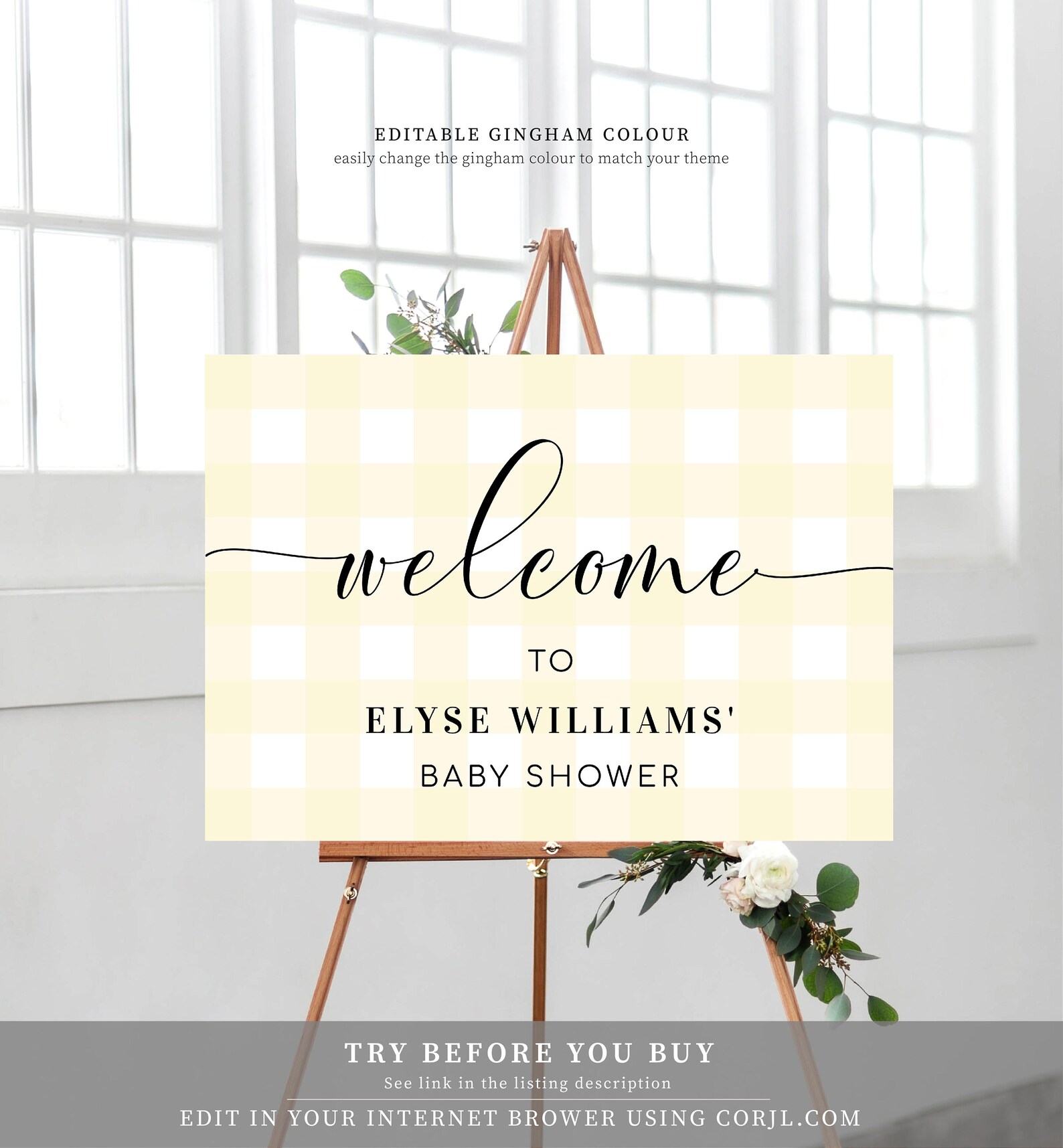 Mint Green Gingham Welcome Sign Gender Neutral Baby Shower - Etsy
