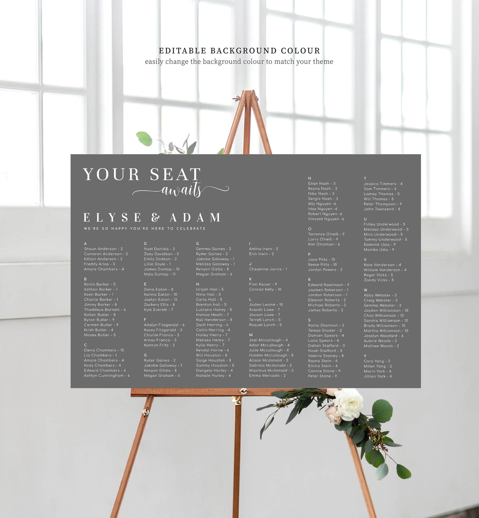 Alphabetical Seating Plan Printable Editable Modern Minimal - Etsy ...