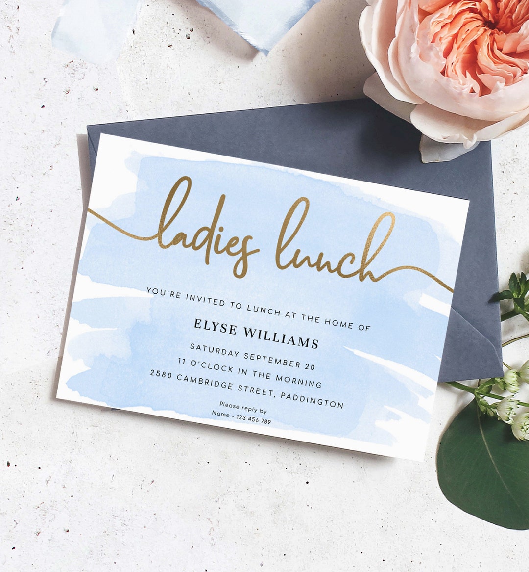 Pale Blue Ladies Lunch Invitation, Printable Editable Girls Lunch ...