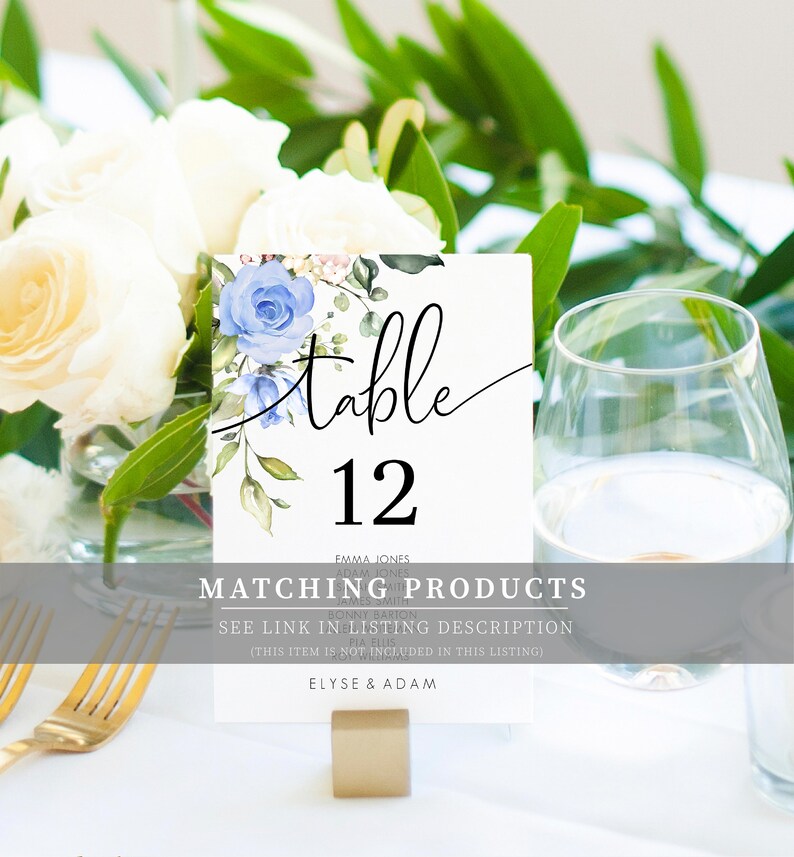 Blue Floral Welcome Sign Landscape Greenery Printable | Etsy