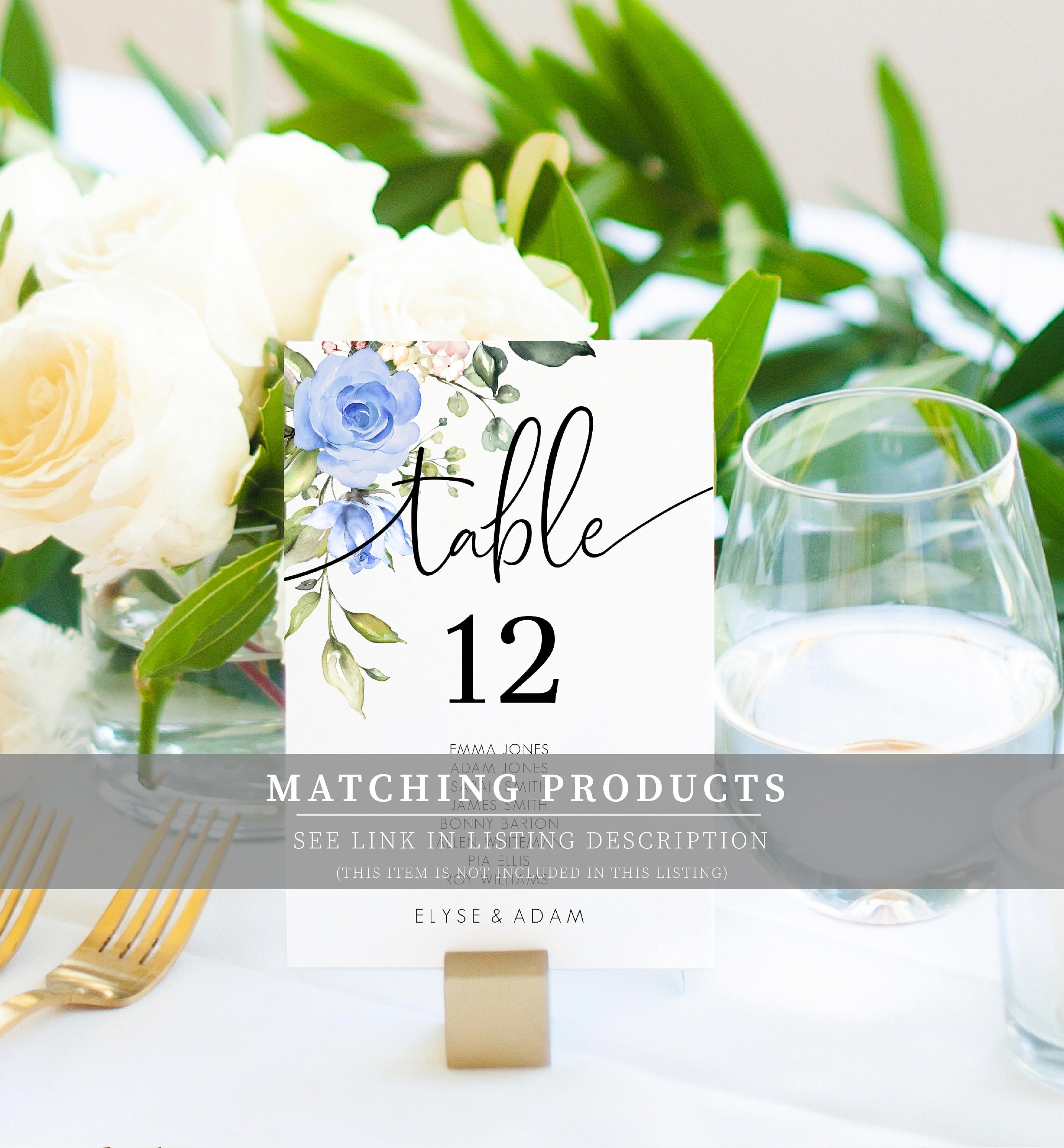 Blue Floral Welcome Sign Landscape Greenery Printable | Etsy