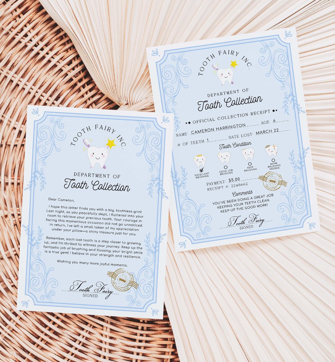 Printable Tooth Fairy Letter and Receipt, Tooth Fairy Collection ...