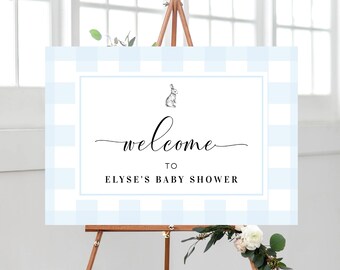 Preppy Blue Gingham Baby Shower Welcome Sign - Etsy