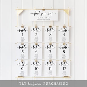 Printable Seating Chart Cards, Modern Minimalist Wedding Table Numbers ...